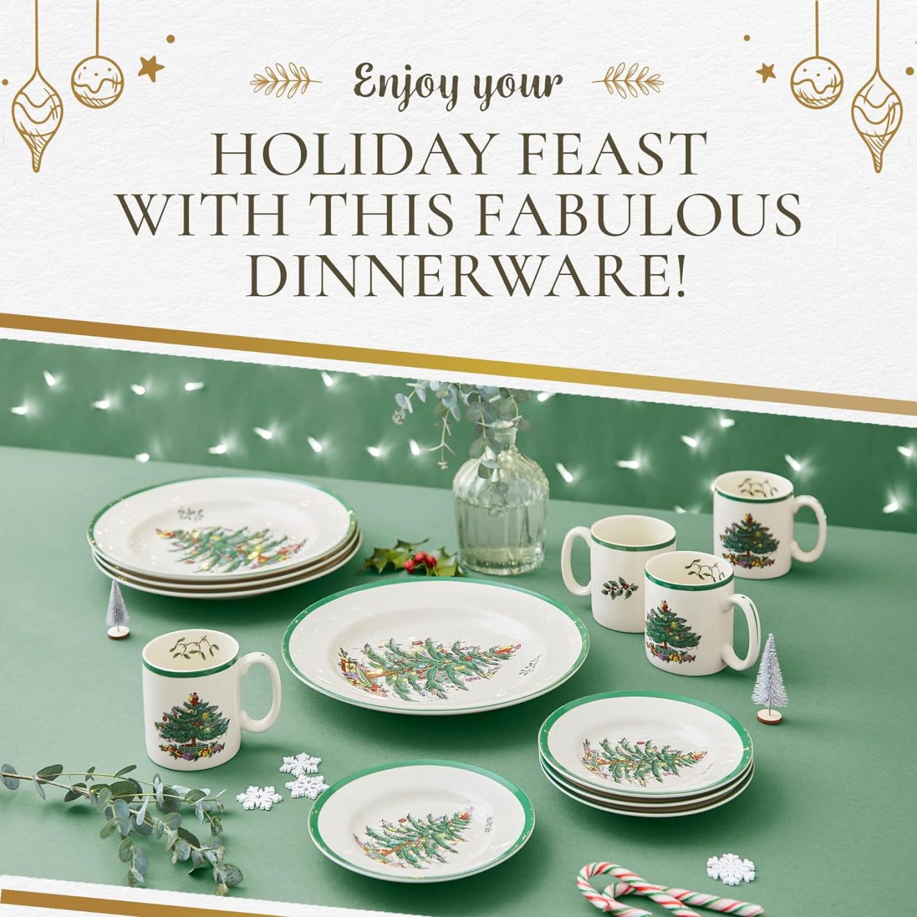 Spode Christmas Tree 12 Piece Dinnerware Set | Service for 4 – C A N O B Y